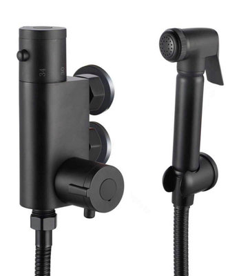 EVOLVE BLACK Bidet Douche Shattaf Spray Kit & Brass Thermostatic Bar ...