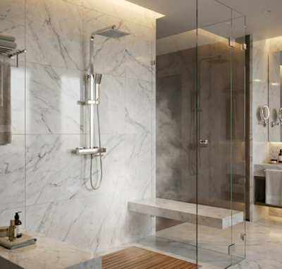 EVOLVE Chorme Square Exposed Thermostatic Shower Set Shower Head ...