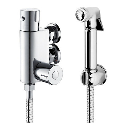 EVOLVE Chrome Bidet Douche Shattaf Spray Kit & Brass Thermostatic Bar ...
