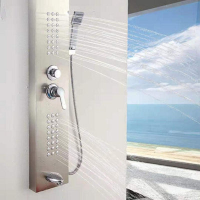 EVOLVE Chrome Shower Tower Panel Column Tower- Rainfall, Waterfall ,48 ...