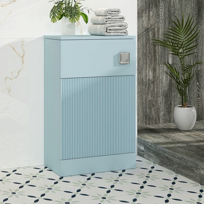 Evora 500mm Matt Sky Blue Fluted BTW Back To Wall WC Toilet Unit