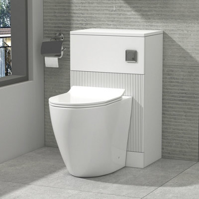 Evora 500mm Matt White Fluted BTW WC Unit with Elva Rimless Short ...
