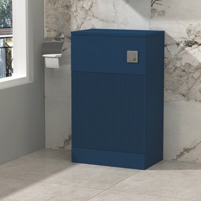 Evora 500mm Midnight Blue Fluted BTW Back To Wall WC Toilet Unit
