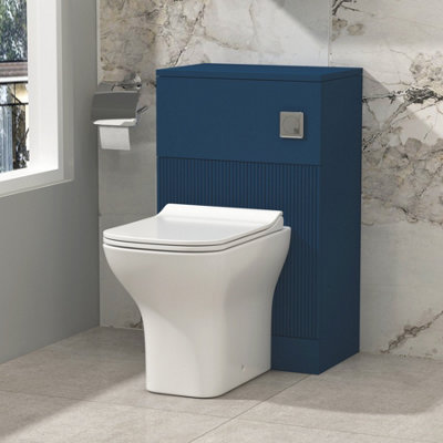 Evora 500mm Satin Blue Fluted BTW WC Unit with Qubix Toilet Pan & Slim ...