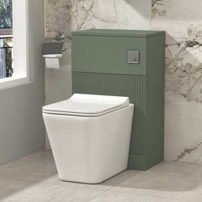 Evora 500mm Satin Green Fluted BTW WC Unit with Elena Rimless Toilet ...
