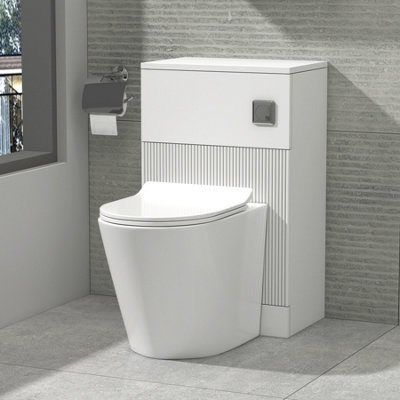 Evora 500mm Satin White Fluted BTW WC Unit with Cesar Rimless Toilet ...