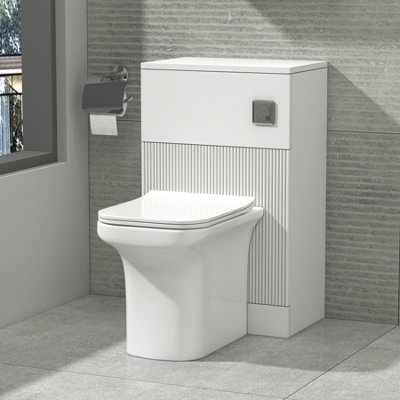Evora 500mm Satin White Fluted BTW WC Unit with Crosby Rimless Toilet ...
