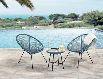 EVRE 2 Seat Teal Goa Acapulco Styled Garden Furniture Set for Bistro ...