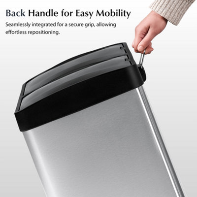 EVRE 60L Recycling Stainless Steel Bin Silver 2 Removable Compartment ...
