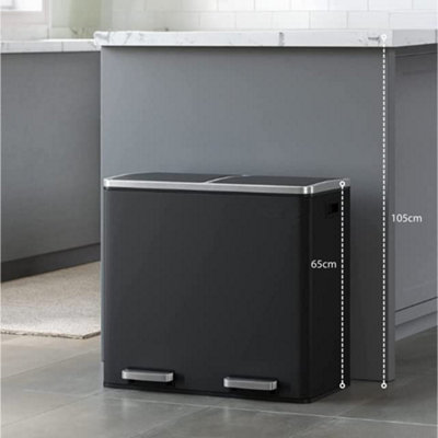 EVRE 60L Recycling Stainless Steel Waste Bin Black 2 Removable ...