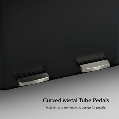 EVRE 60L Recycling Stainless Steel Waste Bin Black 2 Removable ...