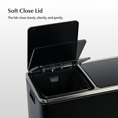 EVRE 60L Recycling Stainless Steel Waste Bin Black 2 Removable ...