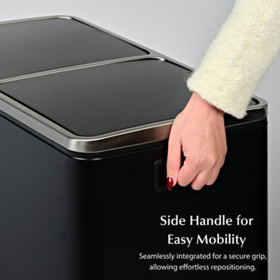 EVRE 60L Recycling Stainless Steel Waste Bin Black 2 Removable ...