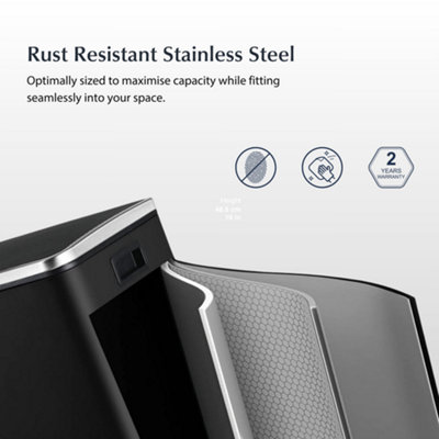 EVRE 60L Recycling Stainless Steel Waste Bin Black 2 Removable ...