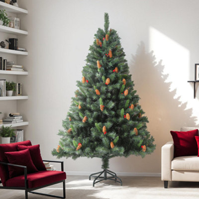 EVRE Artificial Christmas Tree Pine Cone Berries 7FT 210cm 1200 Tips ...
