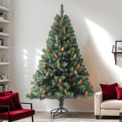 EVRE Artificial Christmas Tree With Pine Cones & Berries 8ft with 1500 ...