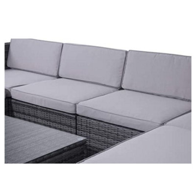 EVRE Grey Rattan Outdoor Garden Furniture Nevada Set 6 Seater Sofa with ...