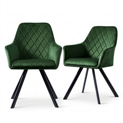 Evre Hailey Dark Green Velvet Dining Chairs Set of 2 Upholstered Chairs ...