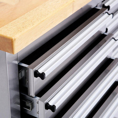 Excel 10 Drawer Stainless Steel Roller Tool Cabinet with Workbench ...