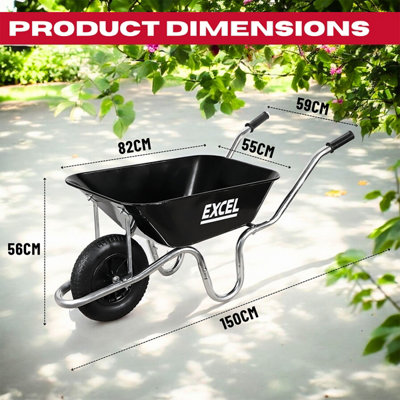 Excel 100L Heavy Duty Wheelbarrow with Steel Tray