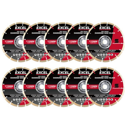 Excel 115mm Diamond Blade Pro Grade Segmented Pack of 10