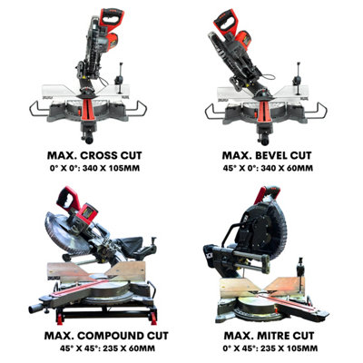 Excel 12" 305mm Sliding Mitre Saw Double Bevel 1800W/240V with Laser ...