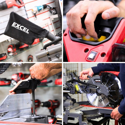 Excel 12" 305mm Sliding Mitre Saw Double Bevel 1800W/240V with Laser ...