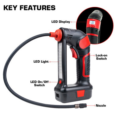 Excel 12V Cordless Digital Car Tyre Inflator Automatic Air Compressor Pump