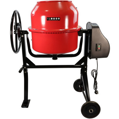 Excel 140L Portable Cement Mixer 550W 230V with Wheels for Concrete ...