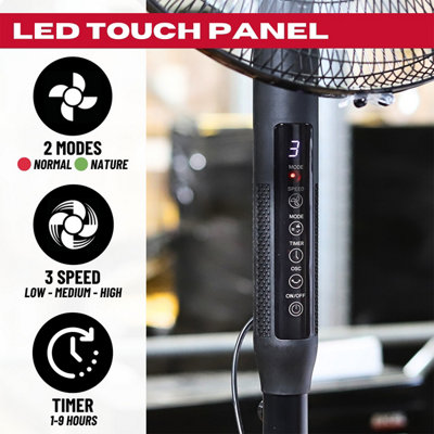 Excel 16" Height Adjustable Pedestal Fan Digital Touch Panel with ...