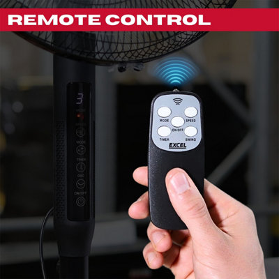 Excel 16" Height Adjustable Pedestal Fan Digital Touch Panel with ...