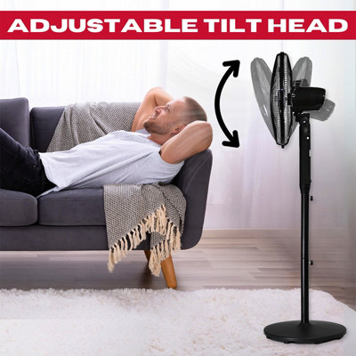 Excel 16" Height Adjustable Pedestal Fan Digital Touch Panel with ...