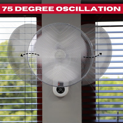 Excel 16" Wall Mount Fan with Remote Control - White