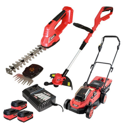 Excel 18V 3 Piece Garden Power Tools with 3 x 5.0Ah Battery & Charger ...