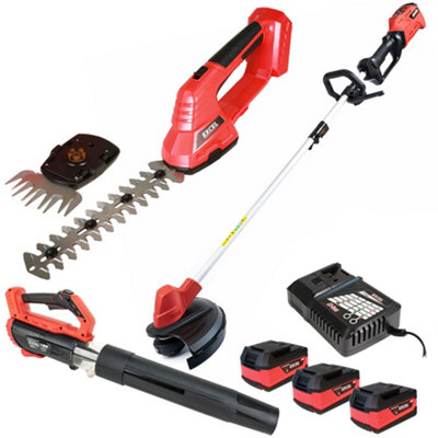 Excel 18V 3 Piece Garden Power Tools with 3 x 5.0Ah Battery & Charger ...