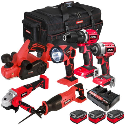 Buy Excel 18V 6 Piece Power Tool Kit with 3 x 4.0Ah Batteries & Charger EXL8952 | DIY at B&Q