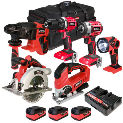 Buy Excel 18V 6 Piece Power Tool Kit with 3 x 5.0Ah Battery & Charger EXL5657 | DIY at B&Q