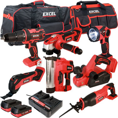 Excel 18V 7 Piece Power Tool Kit with 2 x 2.0Ah Batteries EXL10209