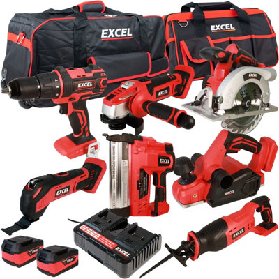Excel 18V 7 Piece Power Tool Kit with 2 x 5.0Ah Batteries EXL10212 ...