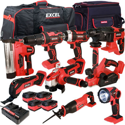 Excel 18V 9 Piece Power Tool Kit with 4 x 5.0Ah Batteries EXL10158