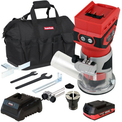 Excel 18V Cordless 1/4" Router Trimmer with 1 x 2.0Ah Battery, Fast ...