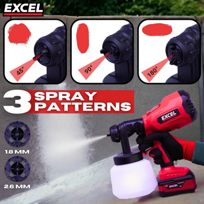 Excel 18V Cordless 1000ml Spray Gun with 1 x 2.0Ah Battery & Charger