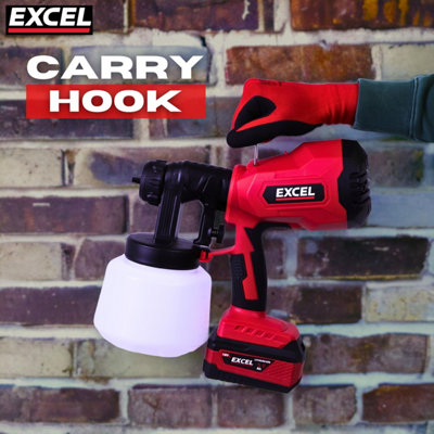 Excel 18V Cordless 1000ml Spray Gun with 1 x 2.0Ah Battery & Charger