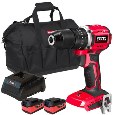 Excel 18V Cordless Brushless Combi Drill with 2 x 5.0Ah Battery Charger & Bag | DIY at B&Q