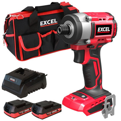 Excel 18V Cordless Brushless Impact Driver with 2 x 2.0Ah Battery ...