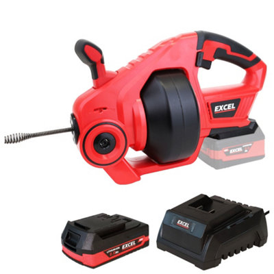 Excel 18V Cordless Drain Cleaner with 1 x 2.0Ah Battery & Charger | DIY ...