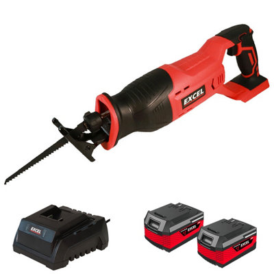 Excel 18V Cordless Reciprocating Saw with 2 x 4.0Ah Batteries & Charger ...