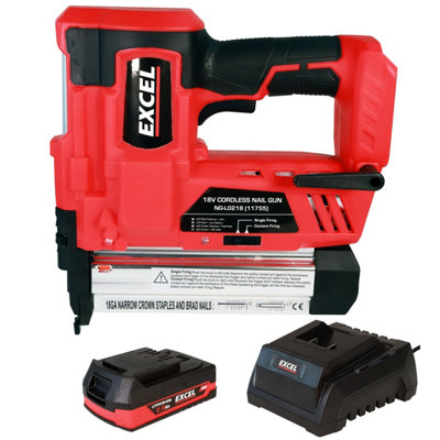 Excel 18V Cordless Second Fix Nailer with 1 x 2.0Ah Battery Charger