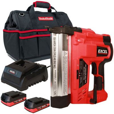 Excel 18V Cordless Second Fix Nailer with 2 x 2.0Ah Battery, Charger ...