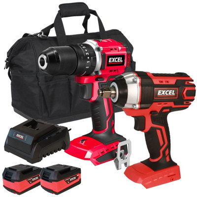 Excel 18V Cordless Twin Pack with 2 x 5.0Ah Batteries & Charger in Bag ...